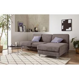 Sit & More sit&more Ecksofa &raquo;Clio L-Form&laquo; optional Schlaffunktion oder Vorziehsitz und Bettkasten, Federkern grau B/H/T: 246cm x 89cm x 165cm, Luxus-Microfaser 