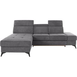 OTTO home Ecksofa &raquo;Cardiz L-Form&laquo; inkl.Kopfteilverstellung und Federkern wahlweise mit Schlaffunktion grau Webstoff (100% Polyester);Luxus-Microfaser 