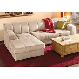 Home Affaire Ecksofa &raquo;Falk klare Linien, elegant und zeitlos, L-Form&laquo; mit Federkern und wahlweise mit Bettfunktion beige B/H/T: 262cm x 77cm x 159cm, 