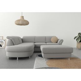 Sit & More sit&more Ecksofa &raquo;Apulia L-Form&laquo; wahlweise Schlaffunktion, Bettkasten und Kopf- und Armteilverstellung silber Webstoff (100% Polyester);Struktur weich