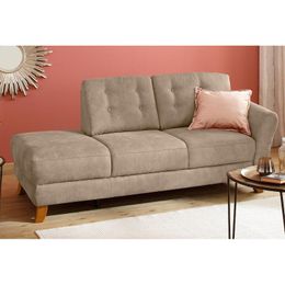 OTTO home Recamiere &raquo;Trondheim&laquo; freistehend, mit Federkern, Knopfheftung im R&uuml;cken beige Luxus-Microfaser Lederoptik (100% Polyester);Struktur weich (