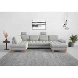 Sit & More sit&more Wohnlandschaft &raquo;Westham U-Form&laquo; wahlweise mit Schlaffunktion, Bettkasten, Sitztiefenverstellung silber 90% Polyester 10%Polyamid B/H/T: 338cm