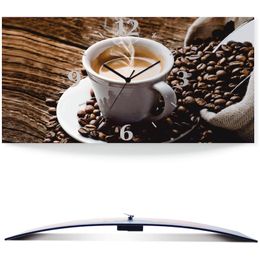 Artland Wanduhr &raquo;Hei&szlig;er Kaffee - dampfender Kaffee&laquo; wahlweise mit Quarz- oder Funkuhrwerk, lautlos ohne Tickger&auml;usche braun B/H/T: 60cm x 30cm x 0,3cm, 