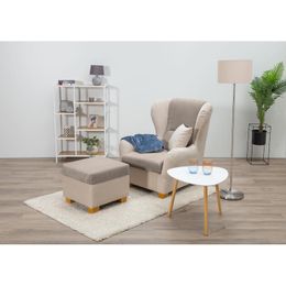 Home Affaire Ohrensessel &raquo;Oliver, B: 92 cm, Sitzh&ouml;he: 41 cm&laquo; 1 Zierkissen beige 100%Polyester Cord Luxus-Microfaser weich, B/H/T: 92cm x 103cm x 93cm