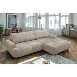 exxpo - sofa fashion Ecksofa inkl. Bettfunktion und Bettkasten,toller Sitzkomfort, Steppung im Sitz B/H/T: 280cm x 87cm x 187cm, Flachgewebe, 