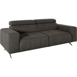 DOMO collection 2-Sitzer &raquo;Trento, mit Kufenfu&szlig; oder Einzelfu&szlig;&laquo; whlw. verstellbare Kopfteile, passend f&uuml;r g&auml;ngige Saugroboter braun 92% Polyester, 8% 