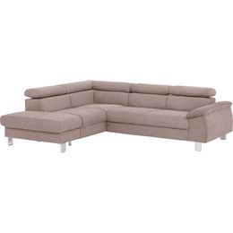 COTTA Ecksofa &raquo;Komaris L-Form, B: 249 cm&laquo; mit Kopfteilverstellung, optional Schlaffunktion, Bettkasten & Licht beige Microfaser PRIMABELLE (100% 