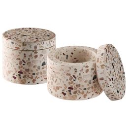 APS Butterdose &raquo;2er Set TERRAZZO&laquo; Beton, &Oslash; 6 cm, H: 5 cm, 40 ml, Unikat Steinzeug B/H/L: 6cm x 5cm x 6cm