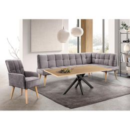 exxpo - sofa fashion Eckbank &raquo;Latte&laquo; moderne Sitz- und R&uuml;ckensteppung, bequem und elegant, hoher Holzfu&szlig; 100% PES B/H/T: 234cm x 95cm x 156cm, 