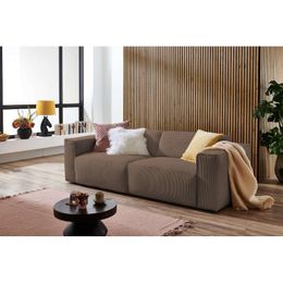 Home Affaire 3-Sitzer &raquo;Noord mit Kedernaht, Breite 232 cm&laquo; Cord, Struktur, Webstoff, mit Wellenunterfederung, Massivholzrahmen braun 94% Polyester; 6%