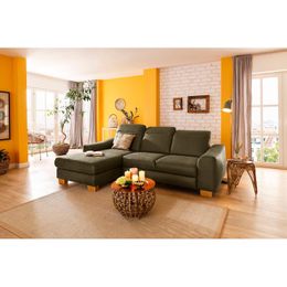 Home Affaire Ecksofa &raquo;Dundee L-Form&laquo; wahlweise mit Kopfteilverstellung und zus&auml;tzlich mit Schlaffunktion gr&uuml;n Luxus-Microfaser Florence (100% 