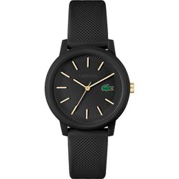 Lacoste Damen Quarzuhr &raquo;Lacoste 12.12 LADIES&laquo; Armbanduhr, Damenuhr, Mineralglas, analog, Silikonarmband schwarz Einheitsgr&ouml;&szlig;e