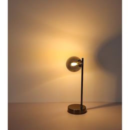 OTTO home Tischleuchte &raquo;Aivven, Metall schwarz-chromfarben, rauchfarbenes Glas&laquo; G9 1 Stk. Wippschalter am Kabel, 150 cm Kabell&auml;nge, 1x LED exkl., &Oslash; 