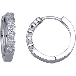 Firetti Damen Paar Creolen &raquo;Schmuck Geschenk Silber 925 Ohrschmuck Ohrringe Herzen&laquo; mit Diamant silber 16,9mm, 0,01 P3 = leicht erkennbare Einschl&uuml;sse
