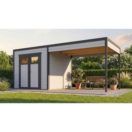 Weka Gartenhaus &raquo;Batu 1,5 mit Anbau 300 cm&laquo; Massivholz ohne Fu&szlig;boden, ohne Dacheindeckung