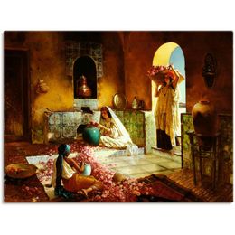 Artland Wandbild &raquo;Die Rosenernte.&laquo; Frau 1 Stk. tlg. als Leinwandbild, Poster in verschied. Gr&ouml;&szlig;en bunt Leinwand B/H/T: 80cm x 60cm, Leinwandbild Frau 