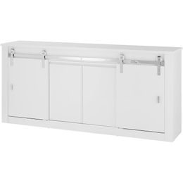 Home Affaire Sideboard &raquo;Daytona, moderner Schrank, zeitlose Kommode, 201 cm breit&laquo; mit Schiebet&uuml;renbeschlag in Chrom-Optik, ausreichend Stauraum wei&szlig; 