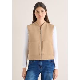Cecil Damen Fellimitatweste, beige, Gr. M, unifarben, Stoff, 94% Polyester, 6% Elasthan, Westen, in Velours-Optik