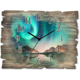 Artland Wanduhr &raquo;Auroraborialis - N&ouml;rdliches Polarlicht&laquo; wahlweise mit Quarz- oder Funkuhrwerk, lautlos ohne Tickger&auml;usche blau B/H/T: 40cm x 30cm x 0,6cm, 