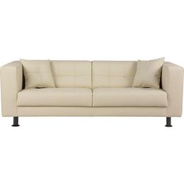 Home Affaire 3-Sitzer &raquo;Bengo&laquo; mit Steppung im Sitz- und R&uuml;ckenbereich, incl. Zierkissen beige B/H/T: 202cm x 68cm x 88cm, Kunstleder