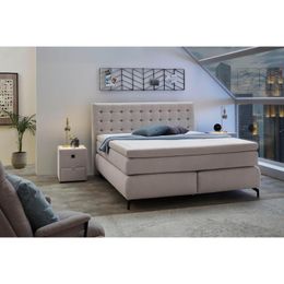 Jockenh&ouml;fer Boxspringbett &raquo;Jessica inklusive 9cm Kaltschaum-Topper&laquo; und 7-Zonen-TTFK-Matratze (H3,H3/H4 oder H4), Liegefl&auml;che 180x200cm grau Bezug Bett: 100% 