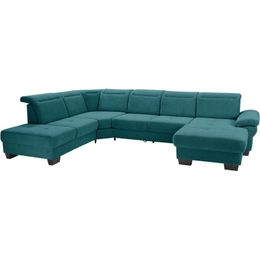 OTTO home Wohnlandschaft &raquo;Cornwall U-Form&laquo; inkl. Sitztiefenverstellung, wahlweise mit Schlaffunktion blau Struktur fein (100% Polyester);Luxus-