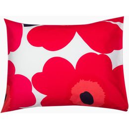 Marimekko Kissenbezug &raquo;UNIKKO&laquo; in 80x80cm, passend zum Bettbezug UNIKKO rot Perkal (Bio-Baumwolle), Obermaterial: 100% Baumwolle B/L: 80cm x 80cm, 1 Stk., 