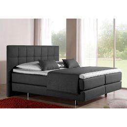 Home Affaire Boxspringbett &raquo;Neon&laquo; in 3 Matratzenarten, feine Steppung im Kopfteil, 2 H&auml;rtegrade grau Strukturstoff-Bezug (100% Polyester) 