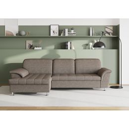 DOMO collection Ecksofa &raquo;FRANZI 278x170x81 cm, Steppung im Sitzbereich, L-Form&laquo; wahlweise mit Bettfunktion, Bettkasten und Kopfteilverstellung beige 