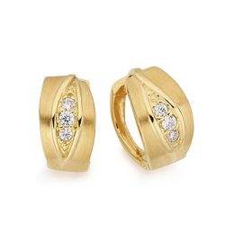 Firetti Damen Paar Creolen &raquo;Schmuck Geschenk Silber 925 Ohrschmuck Ohrringe&laquo; mit Zirkonia (synth.) gold 13mm, Silber 925 (Sterlingsilber)