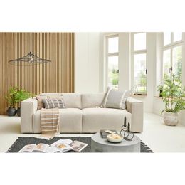 Home Affaire 3-Sitzer &raquo;Noord mit Kedernaht, Breite 232 cm&laquo; Cord, Struktur, Webstoff, mit Wellenunterfederung, Massivholzrahmen beige 100% Polyester B/