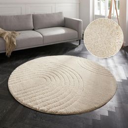 Hanse Home Teppich &raquo;Fergus&laquo; rund 22 mm H&ouml;he Shaggy, Weich, Skandi, Flauschig, Wohnzimmer, Schlafzimmer, Flur beige Polypropylen (PP) &Oslash; 160cm 1 Stk., 
