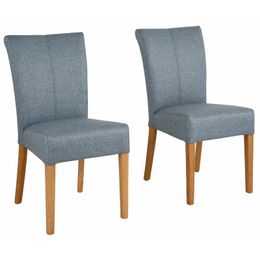 Home Affaire 4-Fu&szlig;stuhl &raquo;Queen Polsterstuhl&laquo; (Set) 2 Stk.verschiedene Bez&uuml;ge, Gestell Massivholz blau Massivholz B/H/T: 47cm x 93cm x 64cm, 2 Stk., 