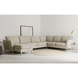 OTTO home Wohnlandschaft &raquo;MARSEILLE XXL 349cm, U-Form, Ottomane rechts/links w&auml;hlbar&laquo; Massivholzbeine Eiche, Landhausstil, Wellenunterfederung grau 