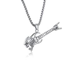 Firetti Herren Kette mit Anh&auml;nger &raquo;Schmuck Geschenk Gitarre, Totenkopf, sturkturiert, teilw. geschw&auml;rzt&laquo; schwarz Edelstahl, L: 55 B: 3mm