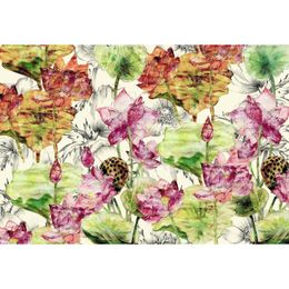 Komar Vliestapete &raquo;Vlies - Lotus - Gr&ouml;&szlig;e 368 x 248 cm&laquo; bedruckt glatt Wohnzimmer, Schlafzimmer grau Vlies B/L: 368m x 248m, Rollen: 1