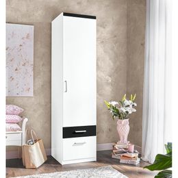 Priess Kleiderschrank schwarz-wei&szlig; Holzwerkstoff B/H/T: 48cm x 193cm x 56cm, T&uuml;ren: 1 Stk.