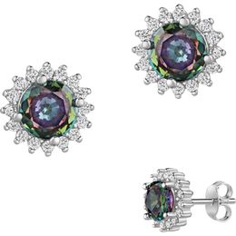 Firetti Damen Paar Ohrstecker &raquo;Schmuck Geschenk Silber 925 Ohrschmuck Ohrringe regenbogenfarben&laquo; Made in Germany - mit Kristallstein, Zirkonia (synth.