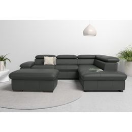 OTTO home Ecksofa &raquo;Alberto L-Form&laquo; mit Kopfteilverstellung, wahlweise mit Schlaffunktion grau Luxus-Microfaser Lederoptik (100% Polyester);Luxus-