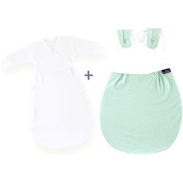 Tr&auml;umeland Babyschlafsack &raquo;Set P&uuml;nktchen mint&laquo; gr&uuml;n Obermaterial: 100% Baumwolle 80/86, umlaufender Rei&szlig;verschluss