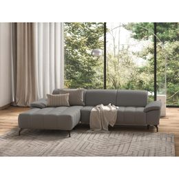 Sit & More sit&more Ecksofa &raquo;Cool L-Form&laquo; wahlweise mit Kopfteilverstellung und Vorziehsitz, motorisch silber B/H/T: 290cm x 79cm x 185cm, Luxus-Microfaser Paris