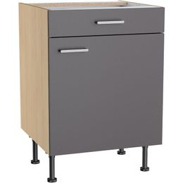 KOCHSTATION Unterschrank &raquo;KS-Lucy&laquo; Breite 60 cm, h&ouml;henverstellbare F&uuml;&szlig;e, Soft-Close Eiche hell, B/H/T: 60cm x 87cm x 58,1cm, Schubladen: 1 Stk. T&uuml;ren: