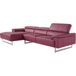Egoitaliano Ecksofa &raquo;Malika, edel und bequem, Designsofa mit hochwertigen Bez&uuml;gen, L-Form&laquo; mit Recamiere, inkl. Kopfteilverstellung und chromfarbenen Metallf&uuml;&szlig;en 