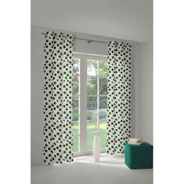 Adam Vorhang &raquo;Dots&laquo; &Ouml;sen 1 Stk. tlg. aus Leinen und Bio-Baumwolle gr&uuml;n Jacquard, Baumwolle (Bio-Baumwolle), Leinen 225cm, &Ouml;sen, 145cm