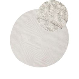 CarpetFine Teppich &raquo;Holly Zen 3&laquo; rund 12 mm H&ouml;he Hoch-Tief-Effekt, geometrisch, Zeitloses Design, dekoratives Highlight beige Polyester &Oslash; 120cm 1 Stk.