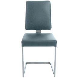 K+w Komfort & Wohnen K+W Komfort & Wohnen Freischwinger () stabiles Hochkantgestell, in Leder oder Microfaser blau B/H/T: 44cm x 96cm x 57cm, Leder Longlife BRONCO