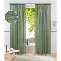 OTTO home Gardine &raquo;Fiete&laquo; Kr&auml;uselband 1 Stk. tlg. Leinen Optik, Sichtschutz, halbtransparent, einfarbig, Leinenoptik gr&uuml;n Polyester 245cm, Kr&auml;uselband