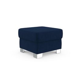 DOMO collection Hocker &raquo;Anzio&laquo; wahlweise mit Federkern blau B/H/T: 59cm x 43cm x 59cm, Samtoptik, Mit Federkern