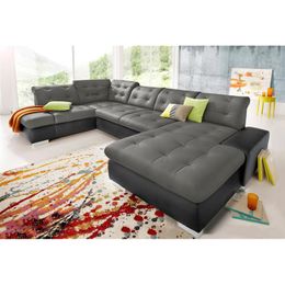 Sit & More sit&more Wohnlandschaft &raquo;Palomino U-Form&laquo; wahlweise in XL oder XXL schwarz NaturLEDER (echtes Rindsleder) in Sitz und R&uuml;cken. Korpus mit Kunstleder 
