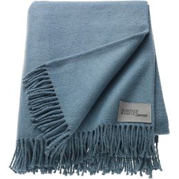 Sch&ouml;ner Wohnen Kollektion SCH&Ouml;NER WOHNEN-Kollektion Wohndecke &raquo;Basics&laquo; mit Fransen, Kuscheldecke blau Baumwolle, Polyacryl B/L: 140cm x 200cm